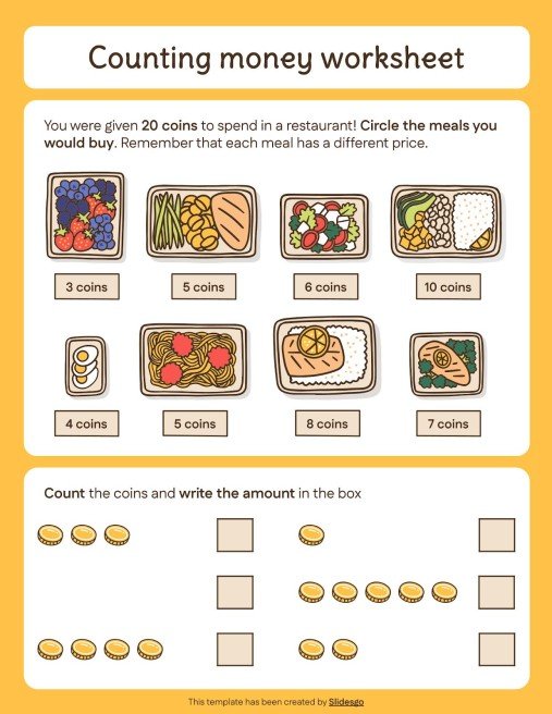 Counting Money Worksheet Template