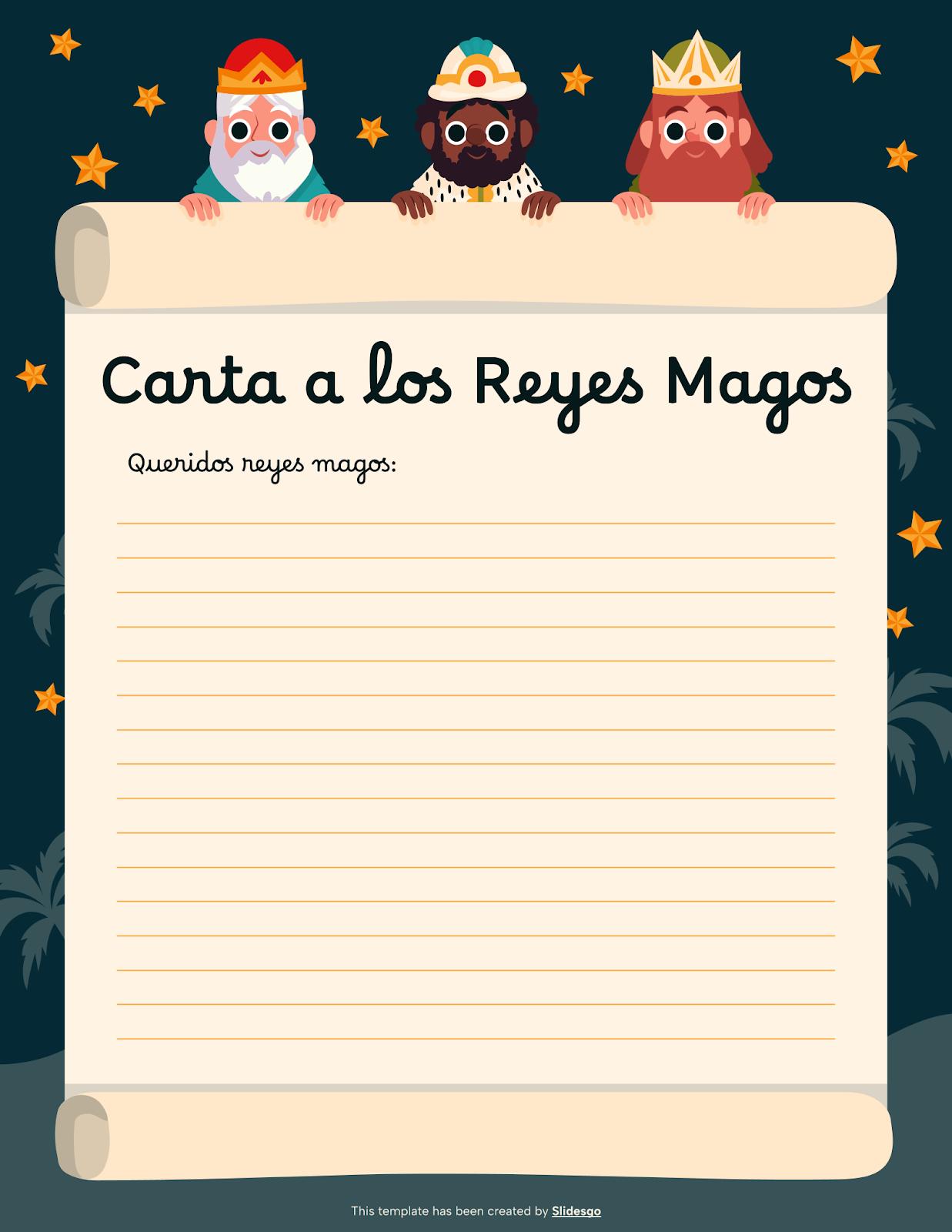 Modelo Carta aos Três Reis Magos