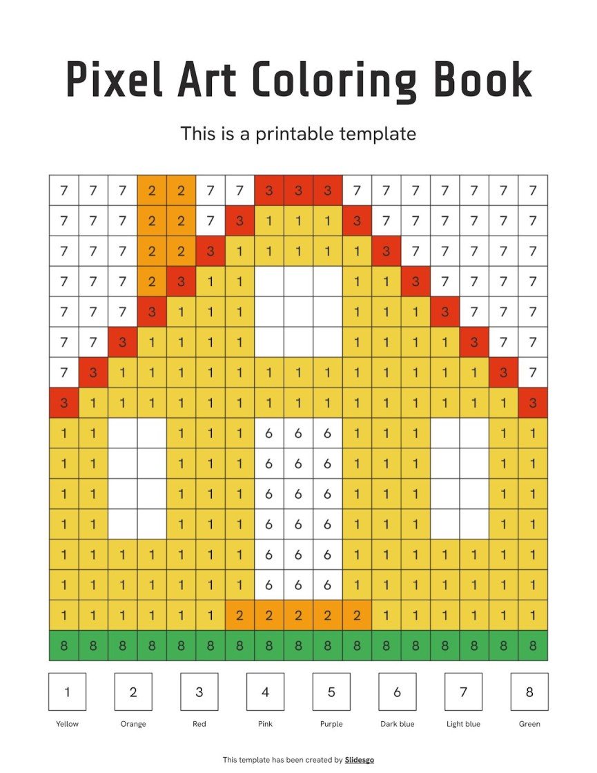 Pixel Art Coloring Book Template