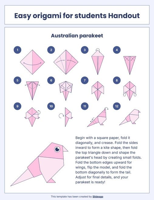 Easy Origami for Students Handout Template