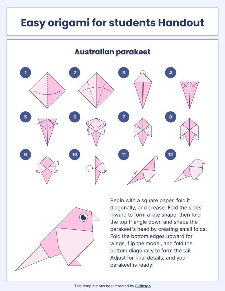 Easy Origami for Students Handout Template