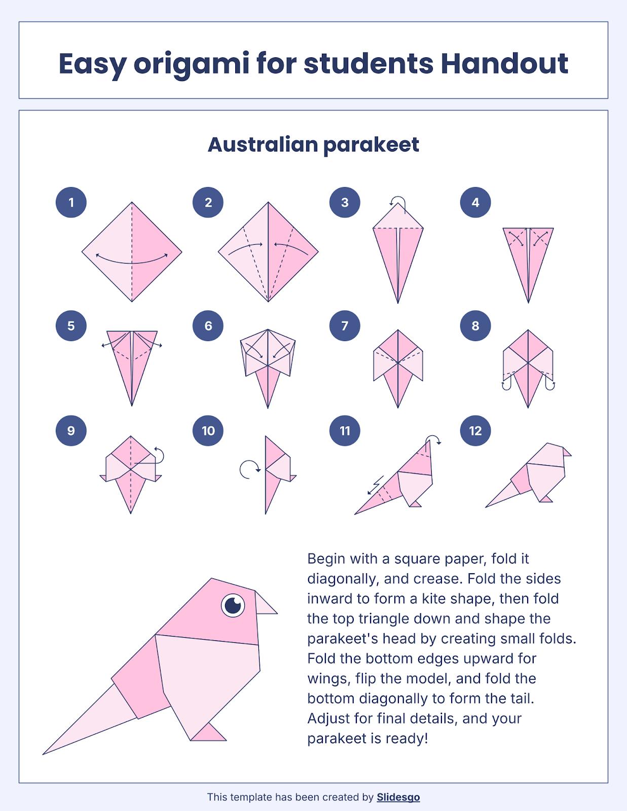 Easy Origami for Students Handout Template