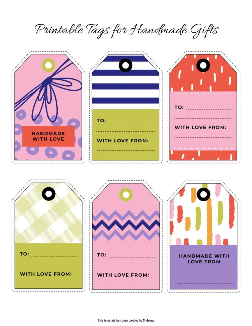 Printable Tags for Handmade Gifts Template
