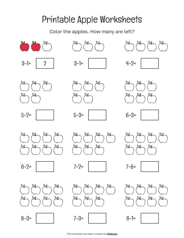 Apples Math Worksheet Presentation