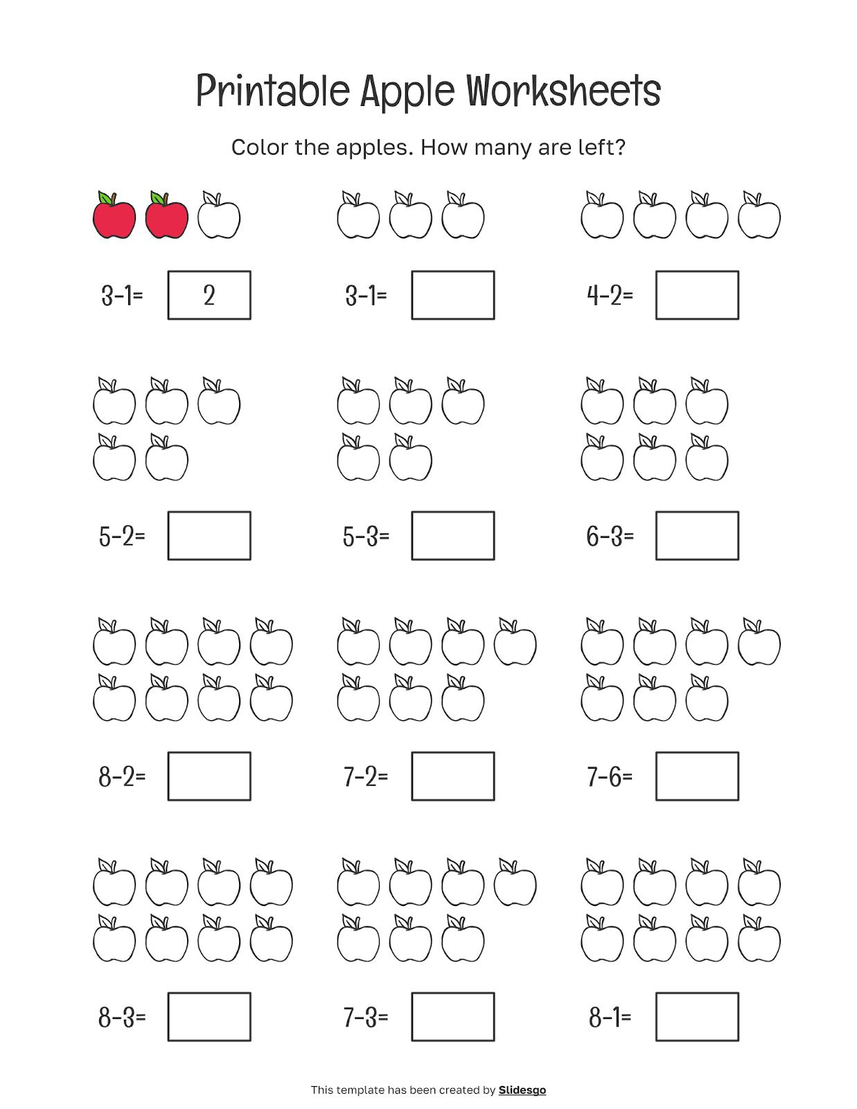Apples Math Worksheet Presentation