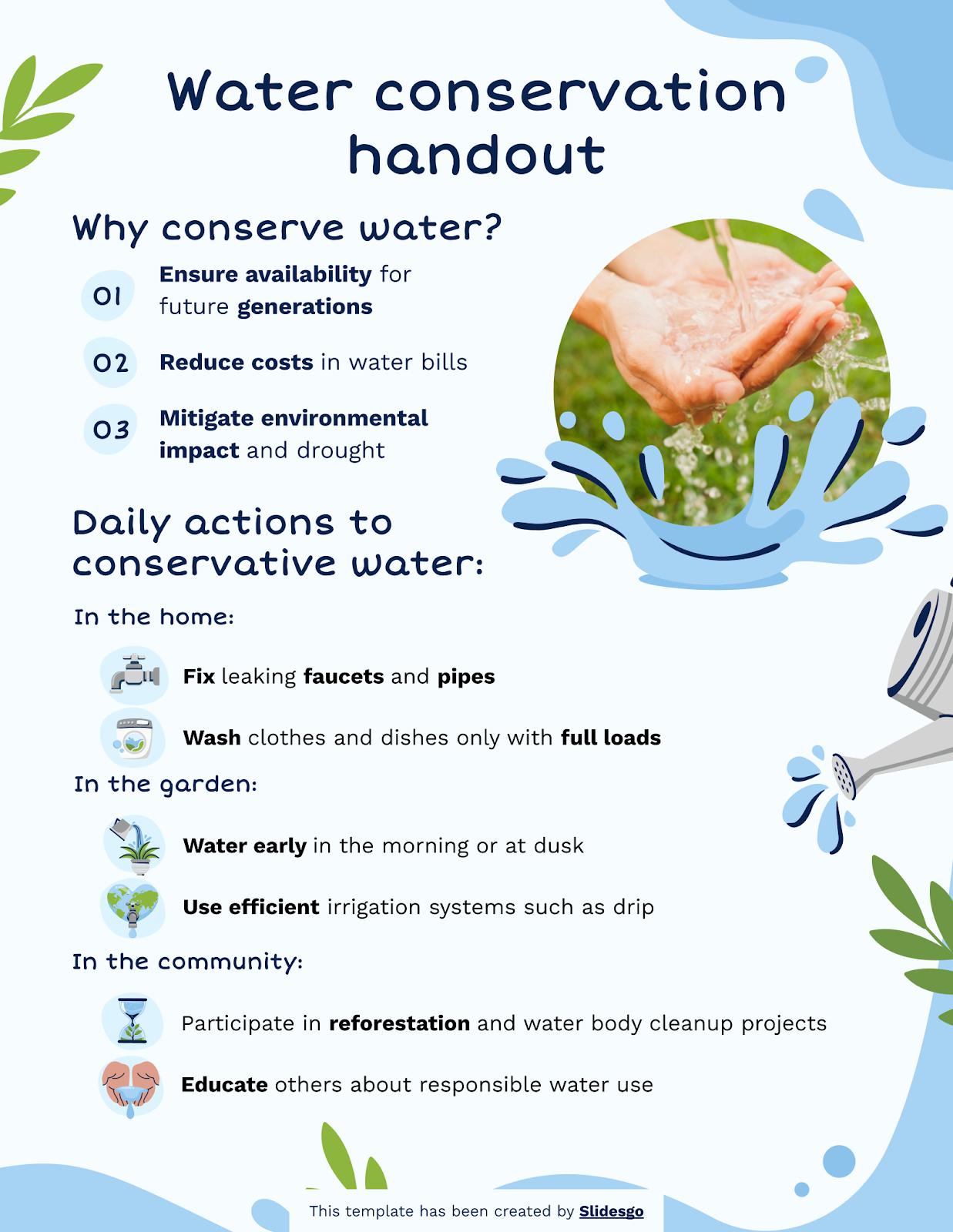 Water Conservation Handout Template