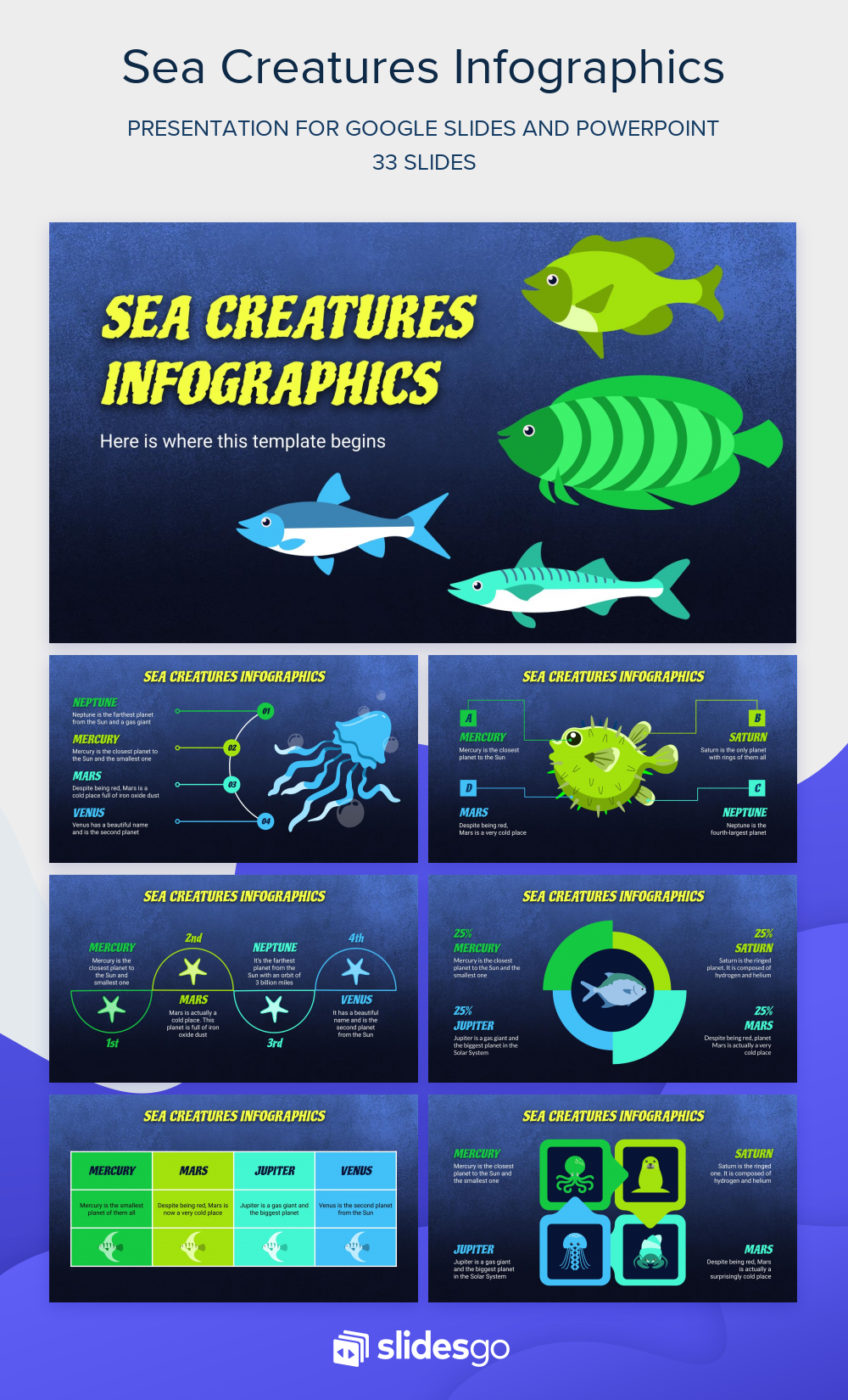 Sea Creatures Infographics | Google Slides & PTT Template