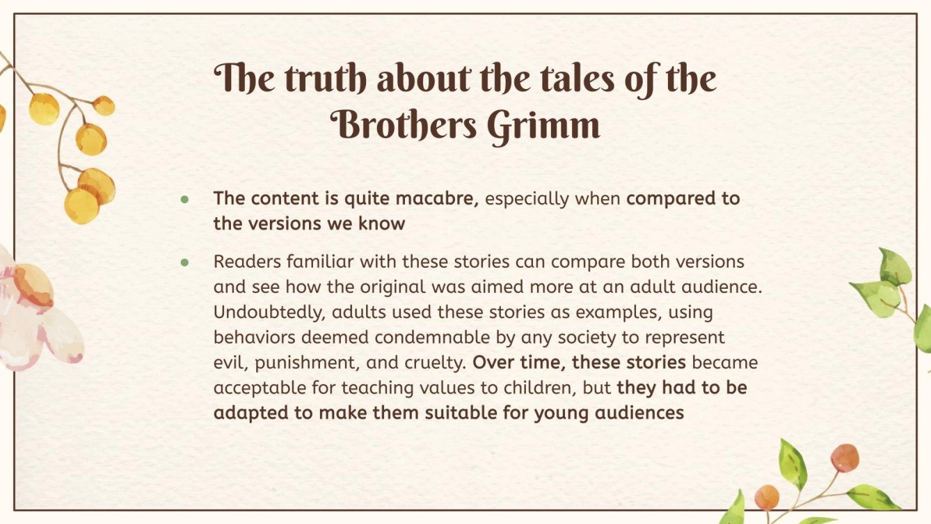 The World of Grimm Brothers' Fairy Tales Presentation