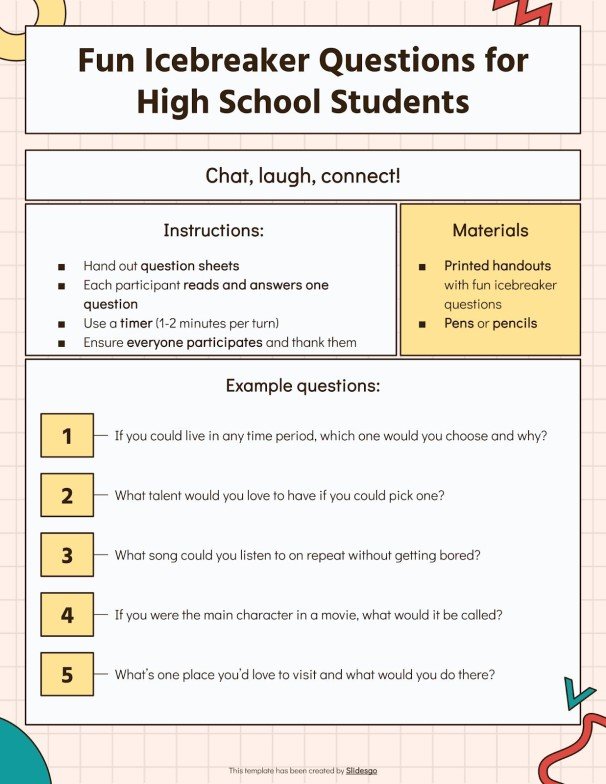 Fun Icebreaker Questions for High School Students