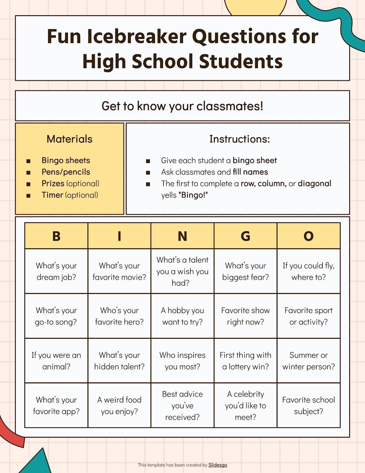 Fun Icebreaker Questions for High School Students