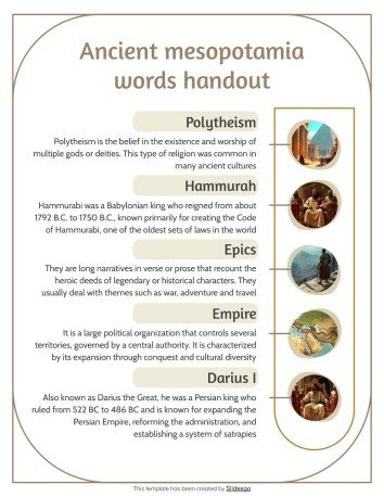 Ancient Mesopotamia Words Handout Presentation