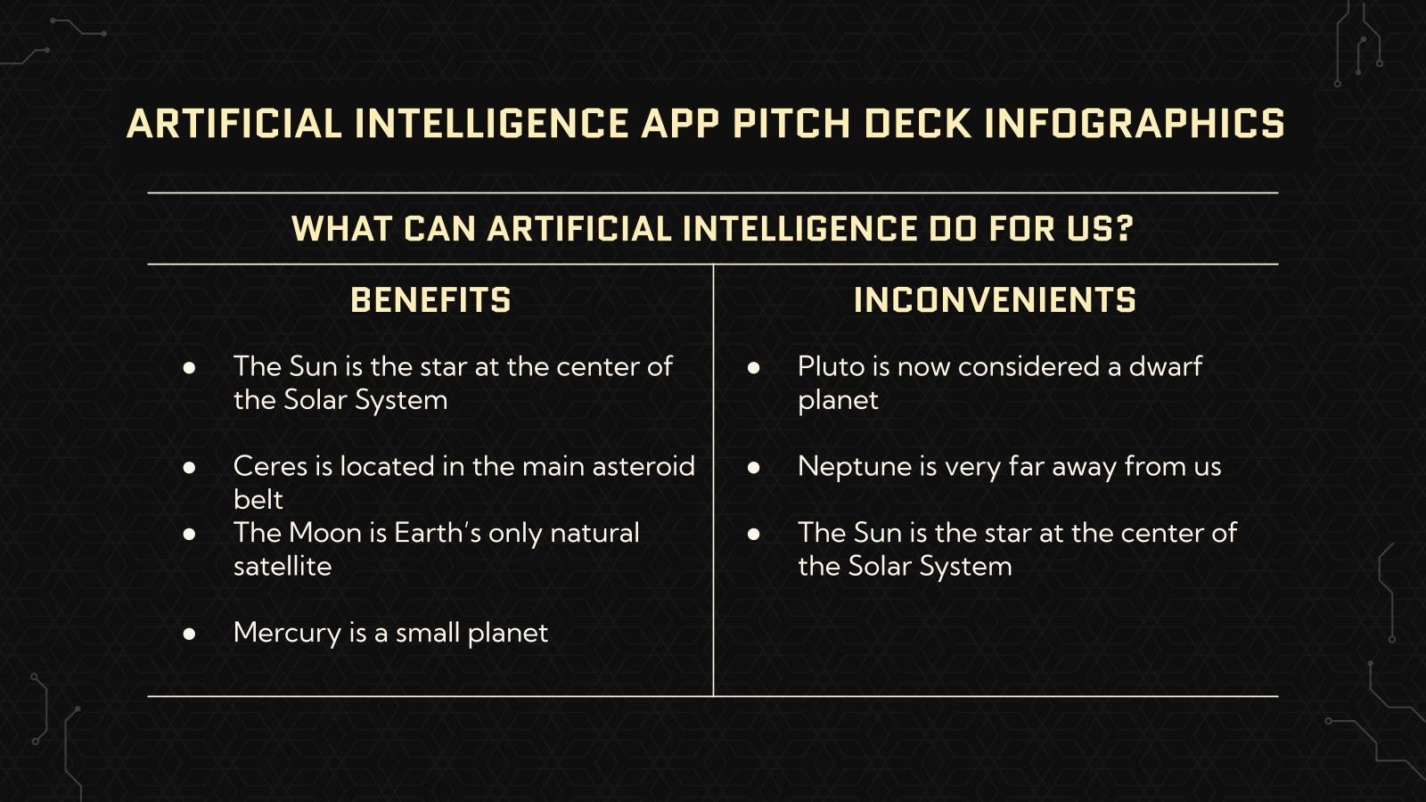 Artificial Intelligence App Pitch Deck Infographics Template