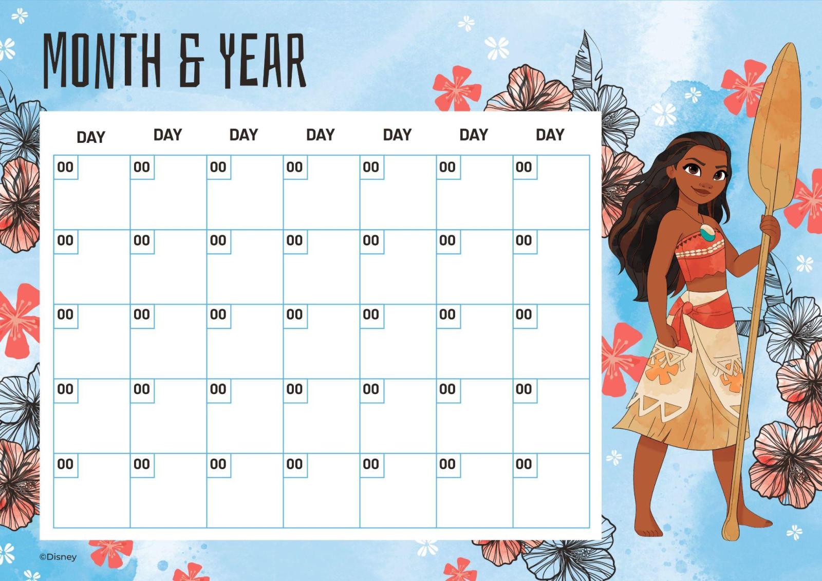 Moana Monthly Calendar Presentation