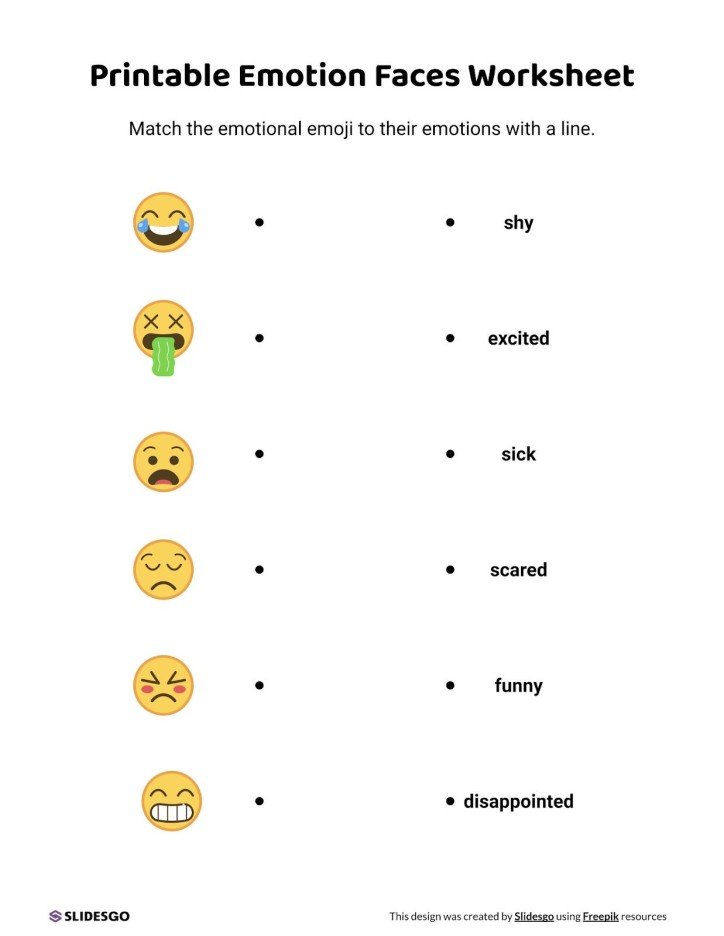 Printable Emotion Faces Worksheet Presentation