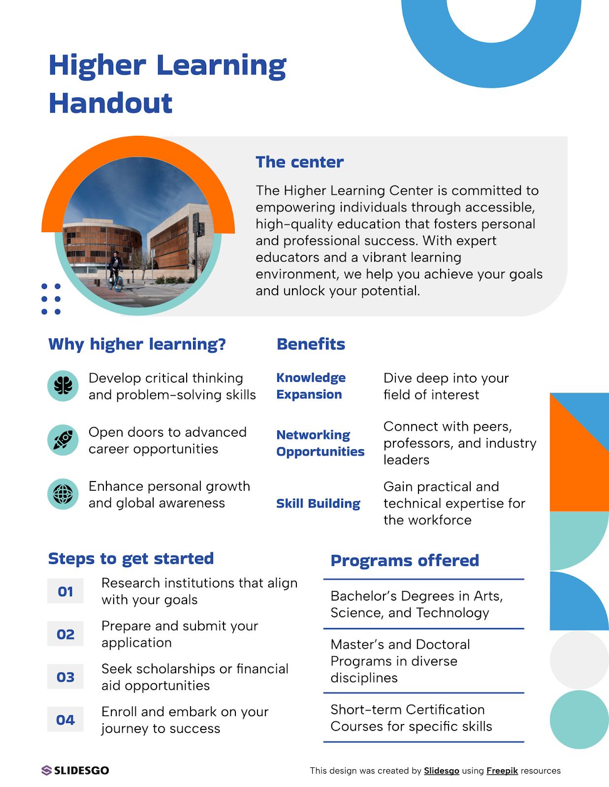 Higher Learning Handout Presentation