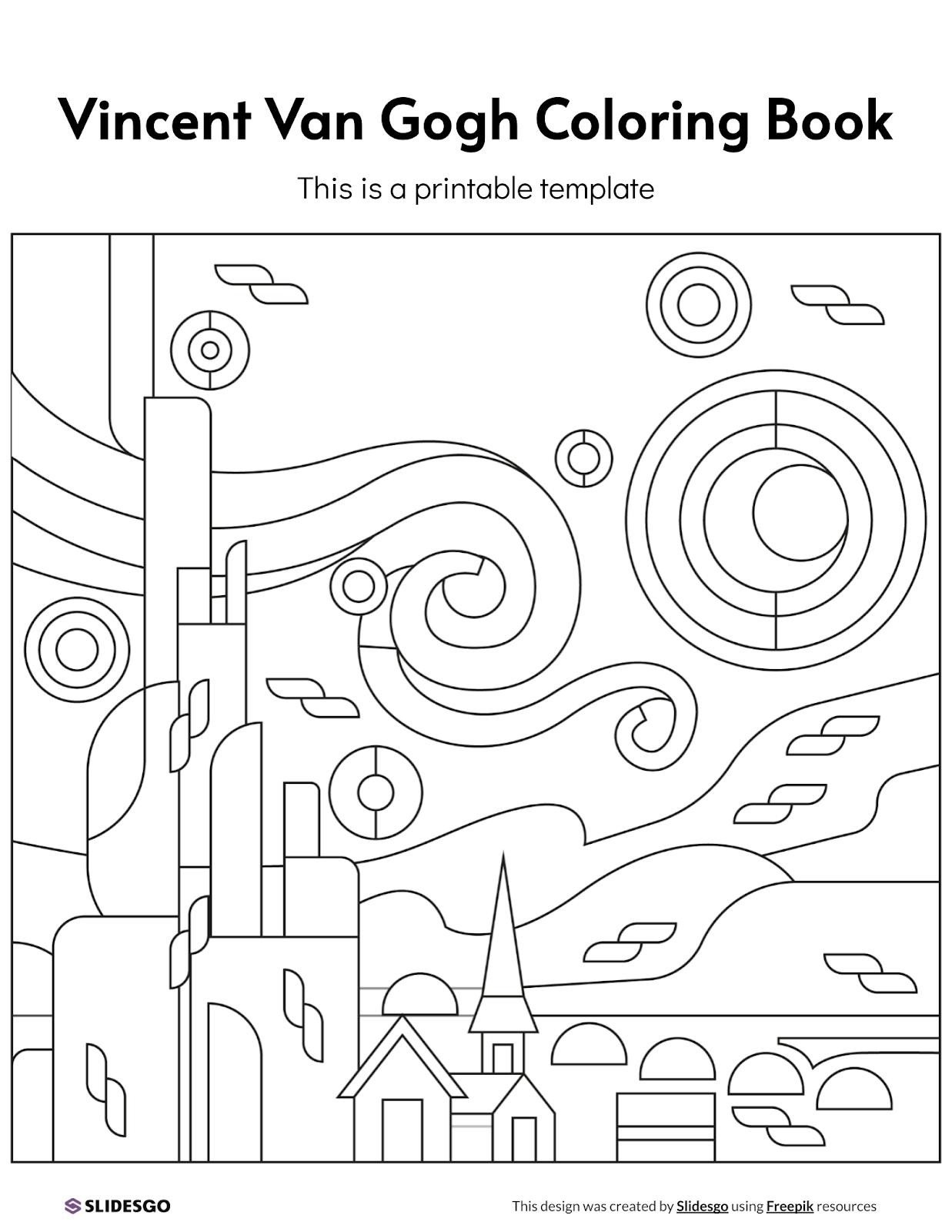 Vincent Van Gogh Coloring Book Template
