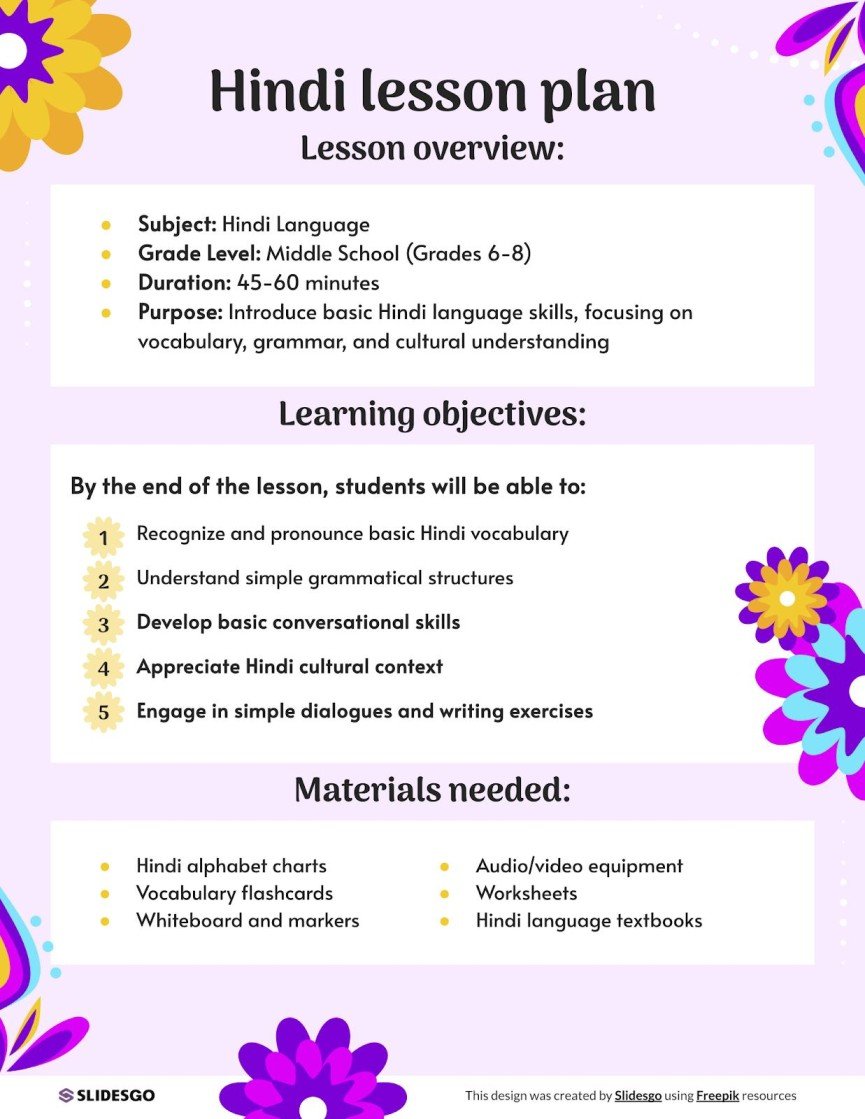 Hindi Lesson Plan Presentation