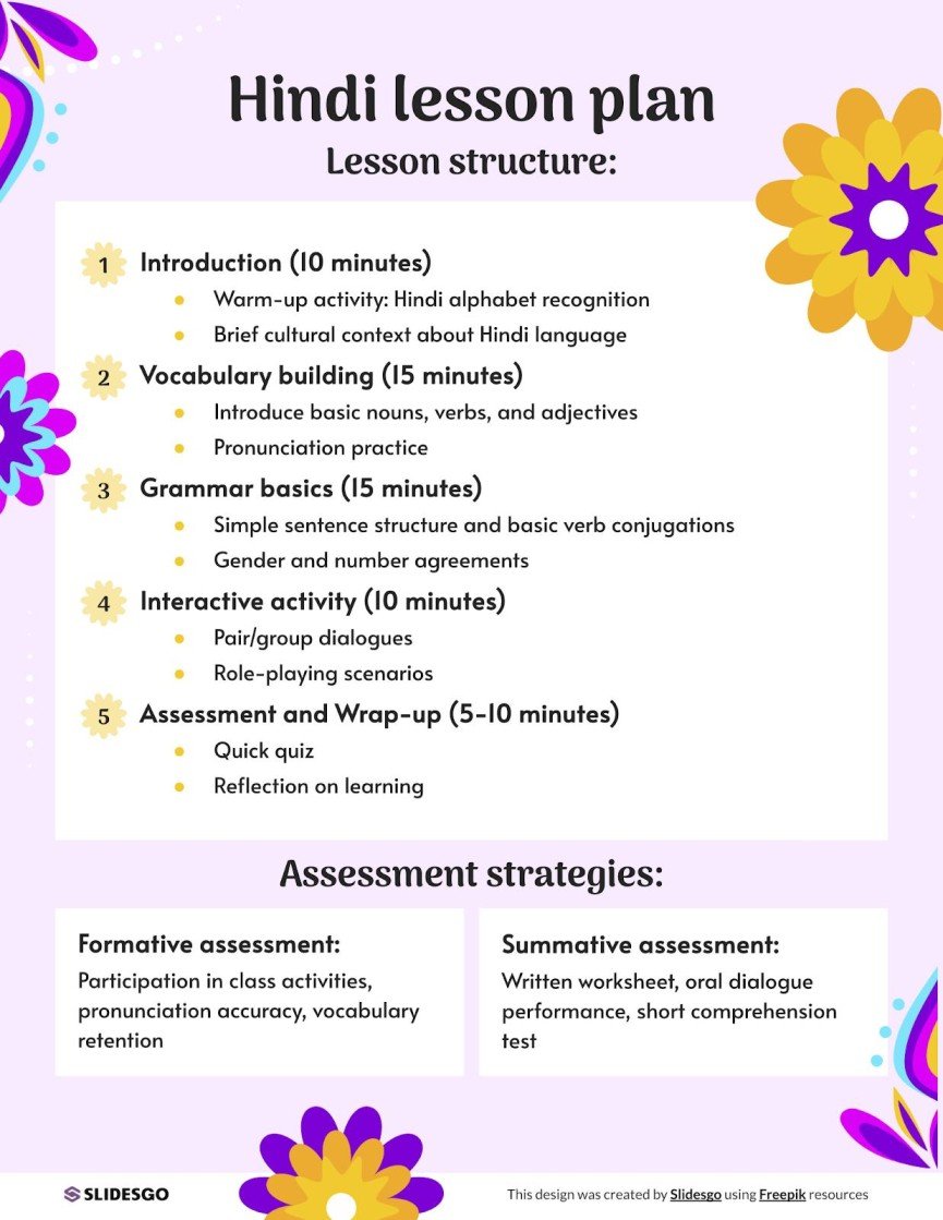 Hindi Lesson Plan Presentation