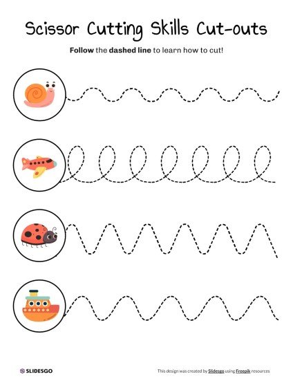 Scissor Cutting Skills Cut-outs Template