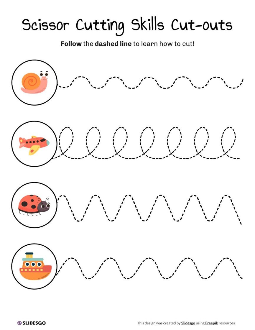 Scissor Cutting Skills Cut-outs Template
