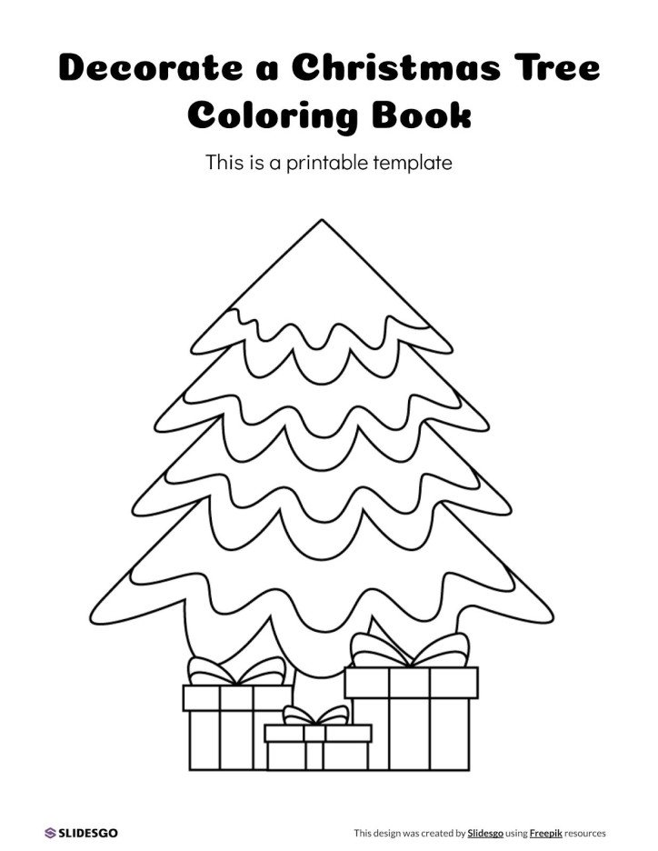 Decorate a Christmas Tree Coloring Book Template