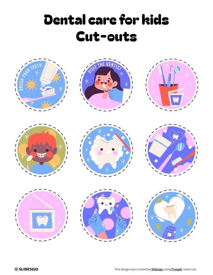 Dental Care for Kids Cut-outs Template