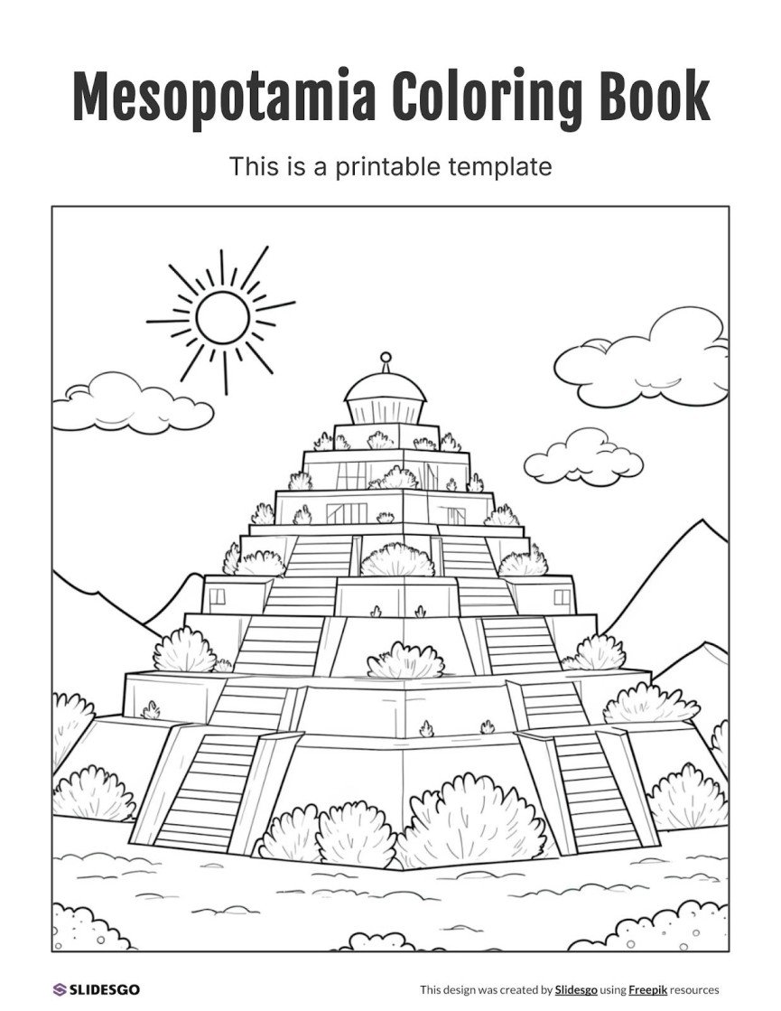 Plantilla Libro para colorear de Mesopotamia