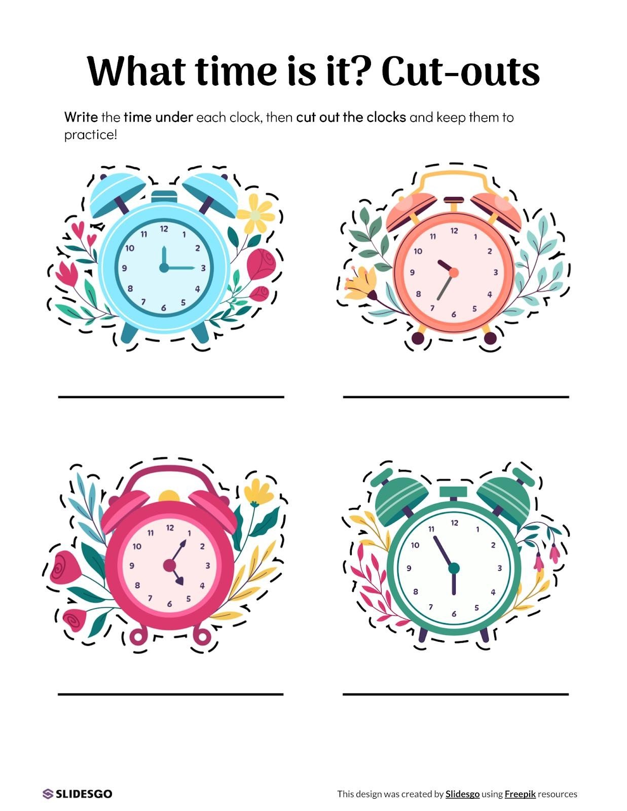 What time is it? Cut-outs Template