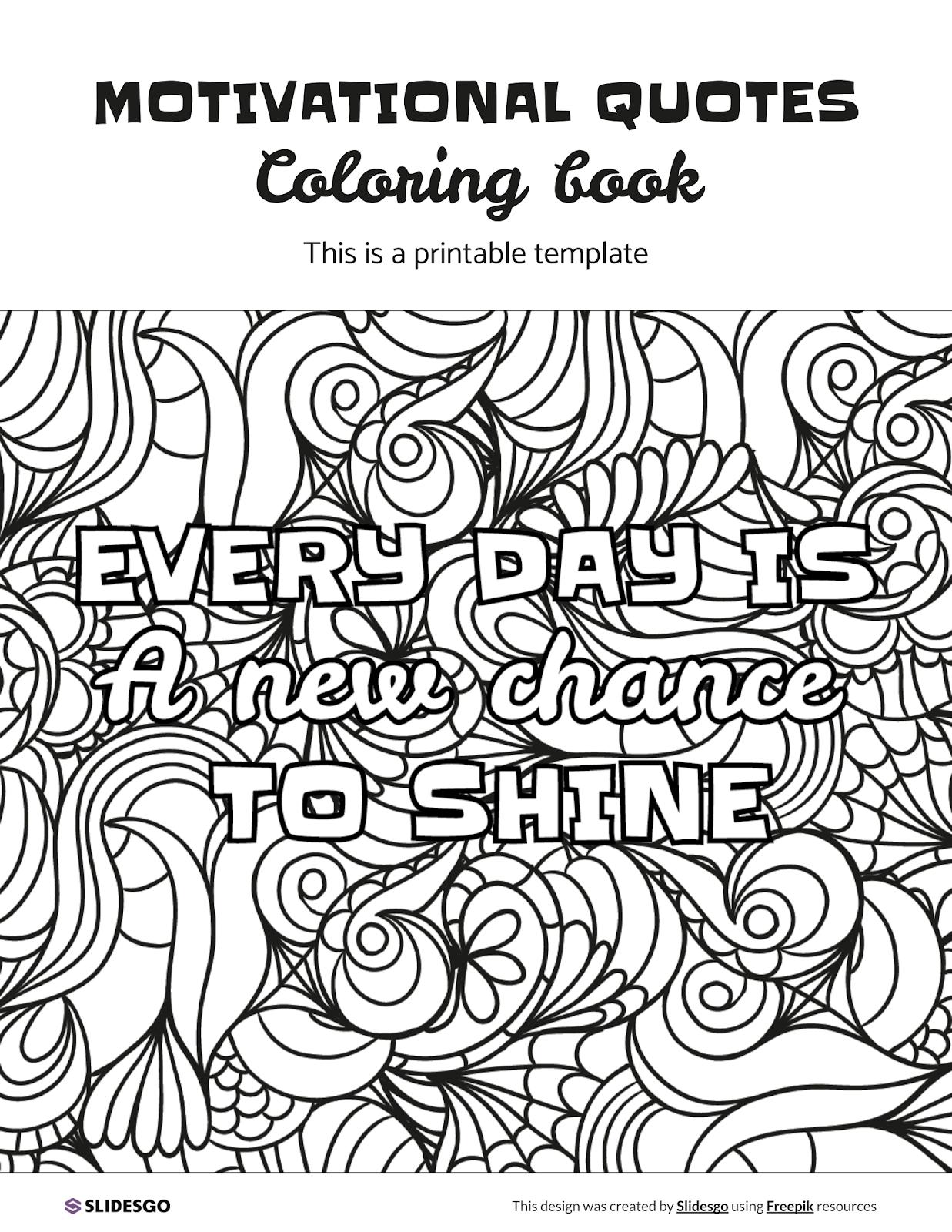 Motivational Quotes Coloring Book Template