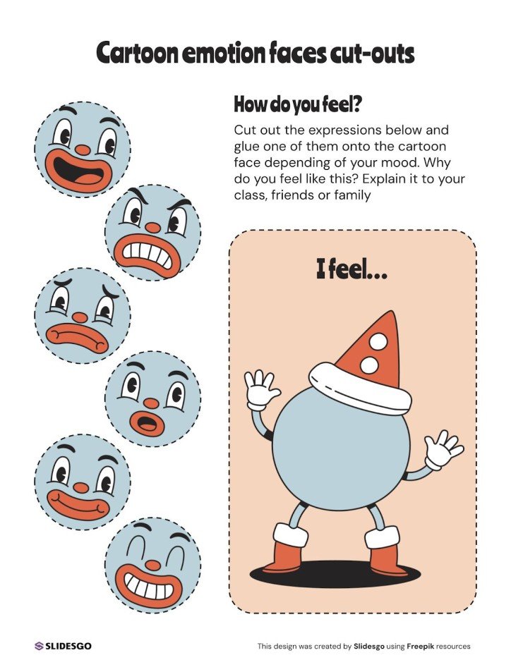 Cartoon Emotion Faces Cut-outs Template