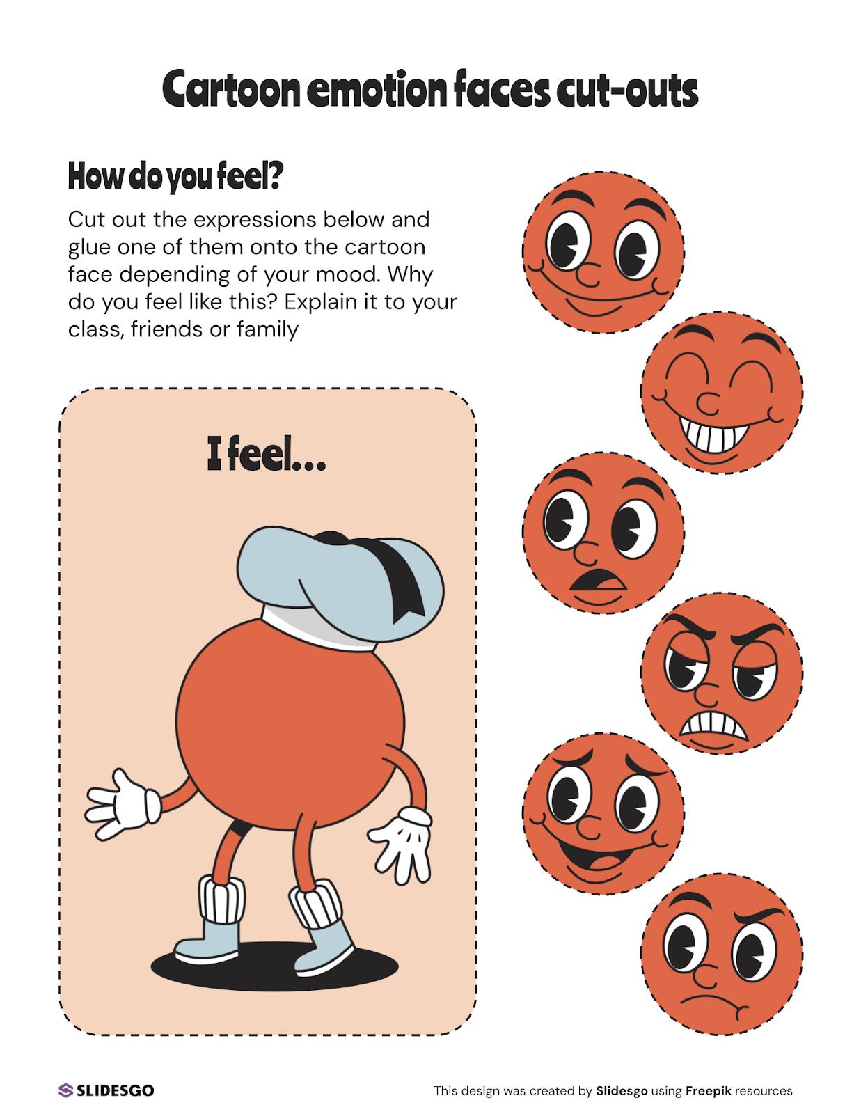 Cartoon Emotion Faces Cut-outs Template