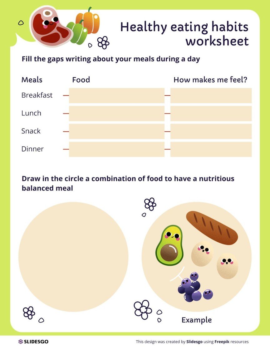 Healthy Eating Habits Worksheet Presentation