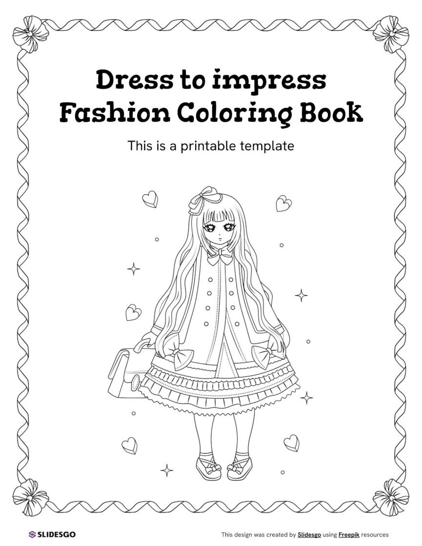 Dress to Impress Fashion Coloring Book Template