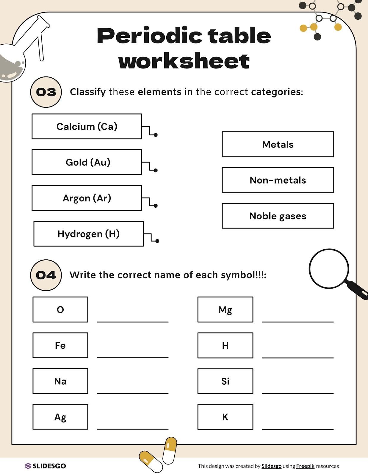 Periodic Table Worksheet Template