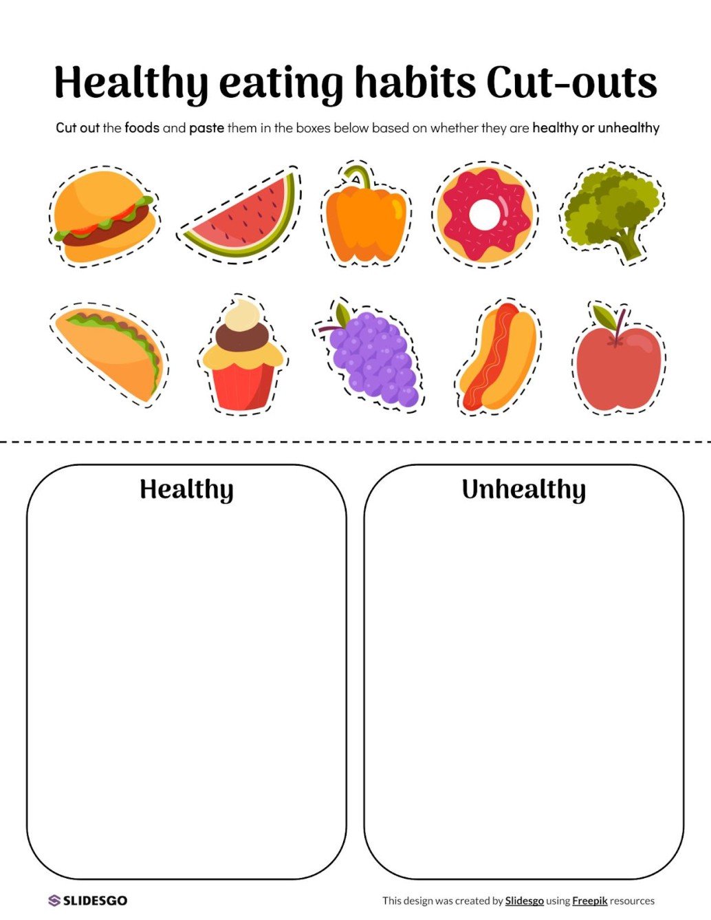 Healthy Eating Habits Cut-outs Template