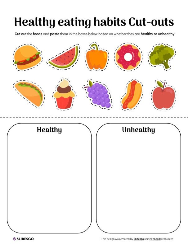 Healthy Eating Habits Cut-outs Template