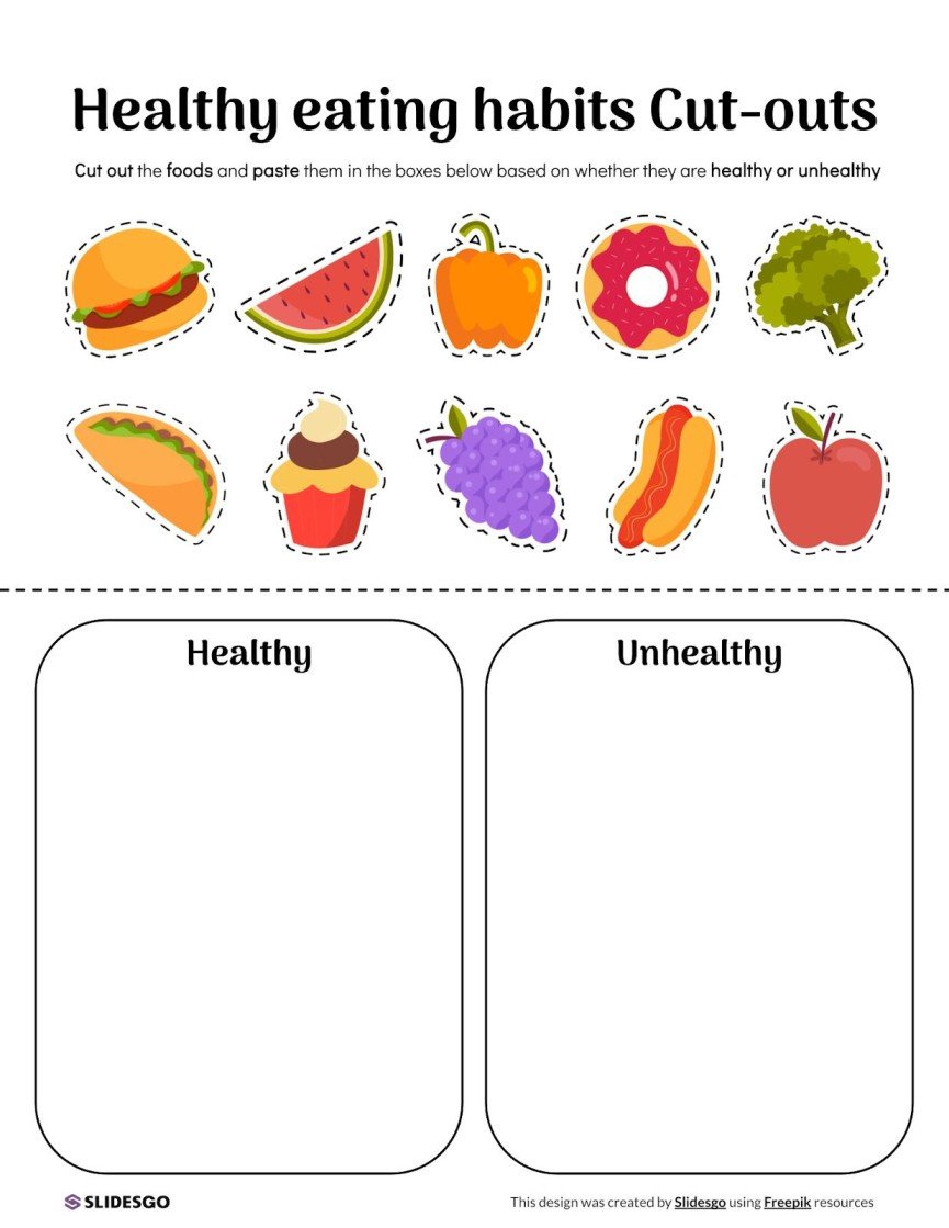 Healthy Eating Habits Cut-outs Template