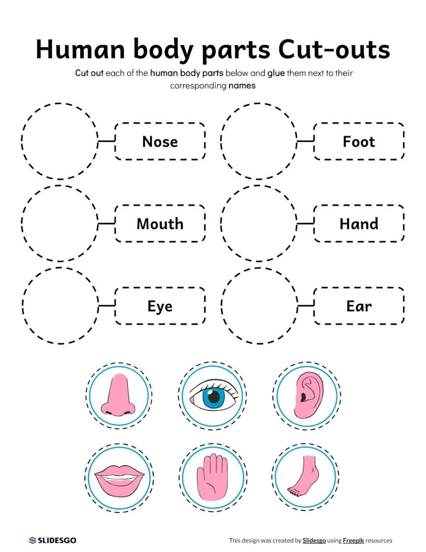 Human Body Parts Cut-outs Template