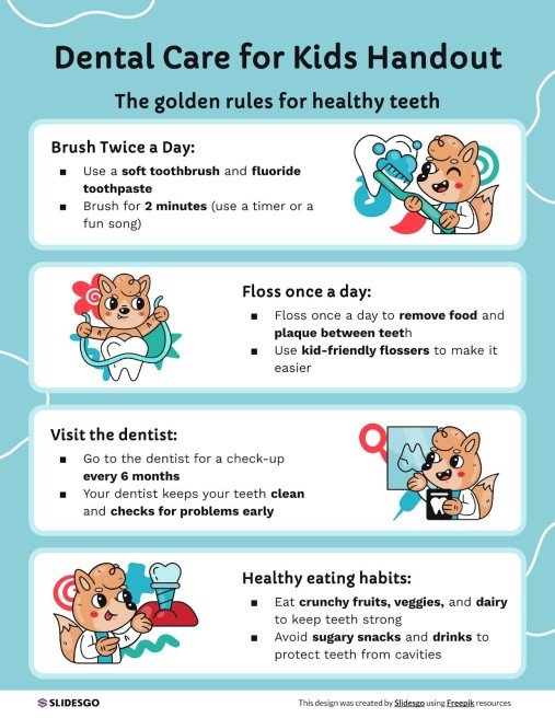 Dental Care for Kids Handout Template