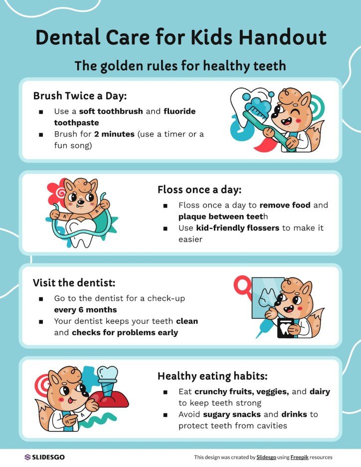 Dental Care for Kids Handout Template