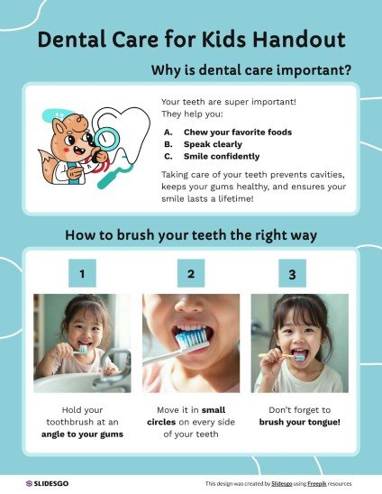 Dental Care for Kids Handout Template