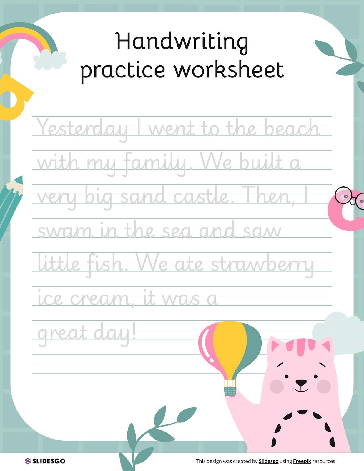 Handwriting Practice Worksheet Template