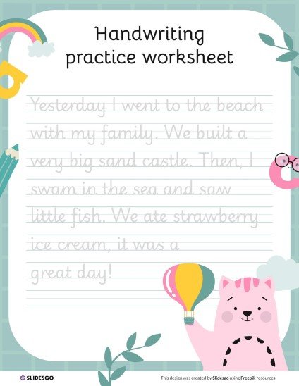 Handwriting Practice Worksheet Template