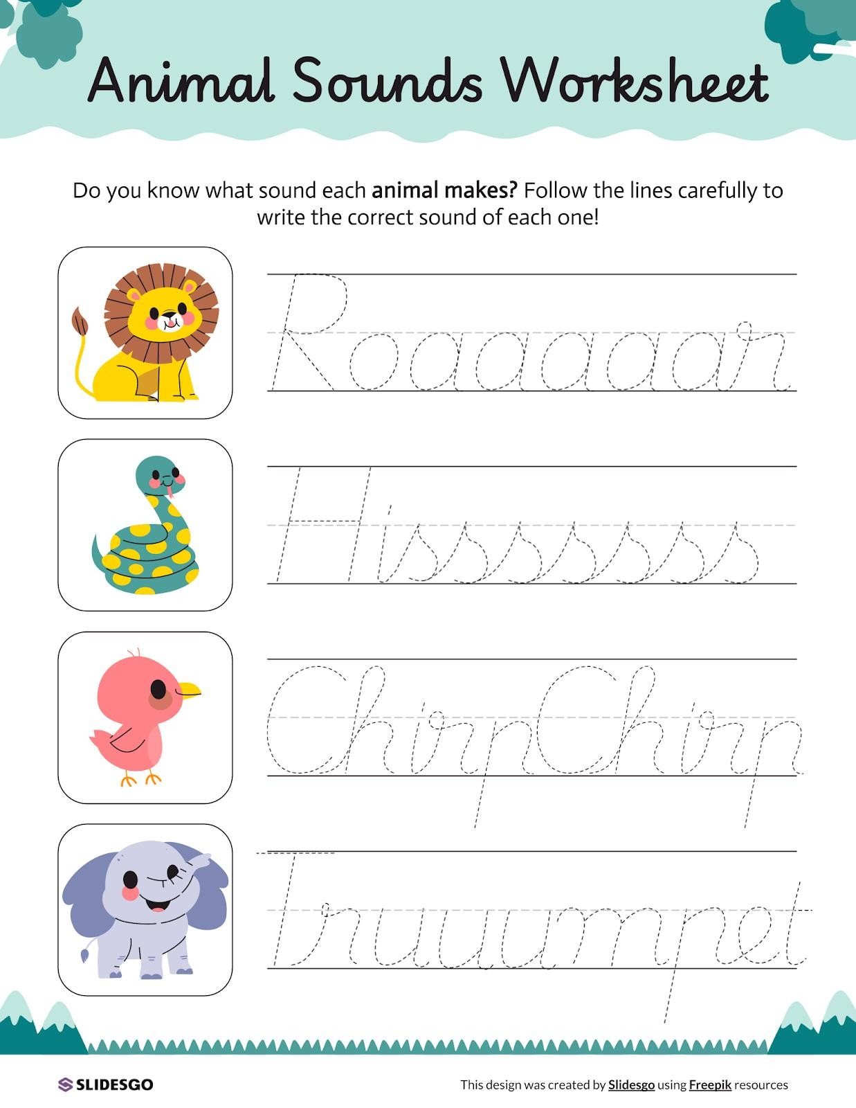 Animal Sounds Worksheet Template
