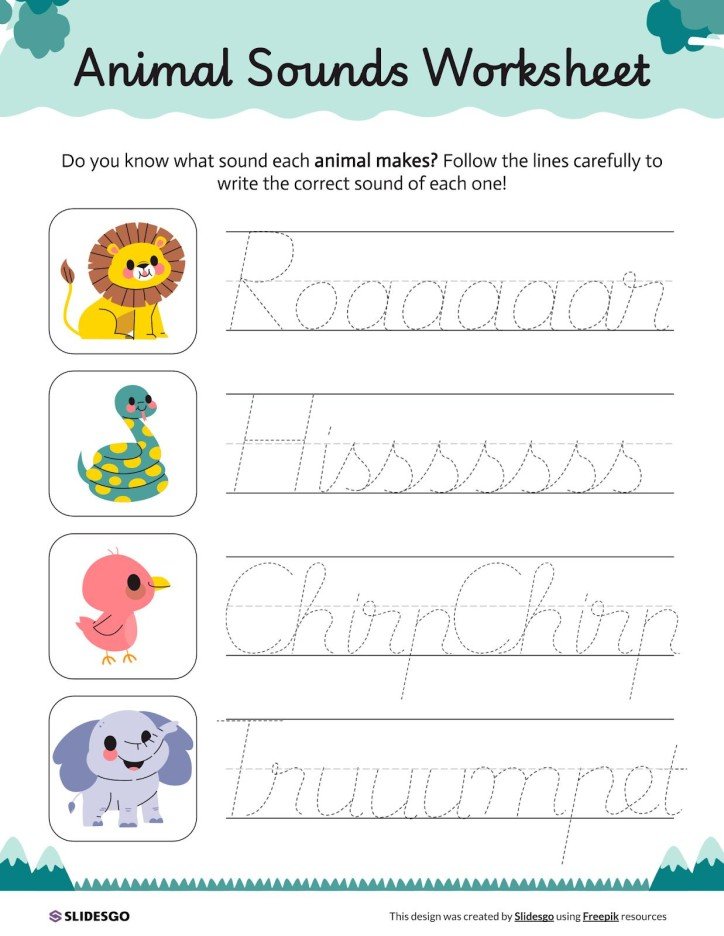 Animal Sounds Worksheet Template