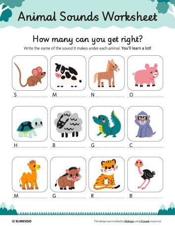 Animal Sounds Worksheet Template