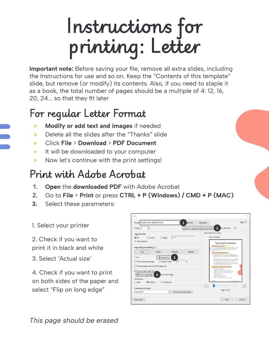 Synonyms Handouts Template