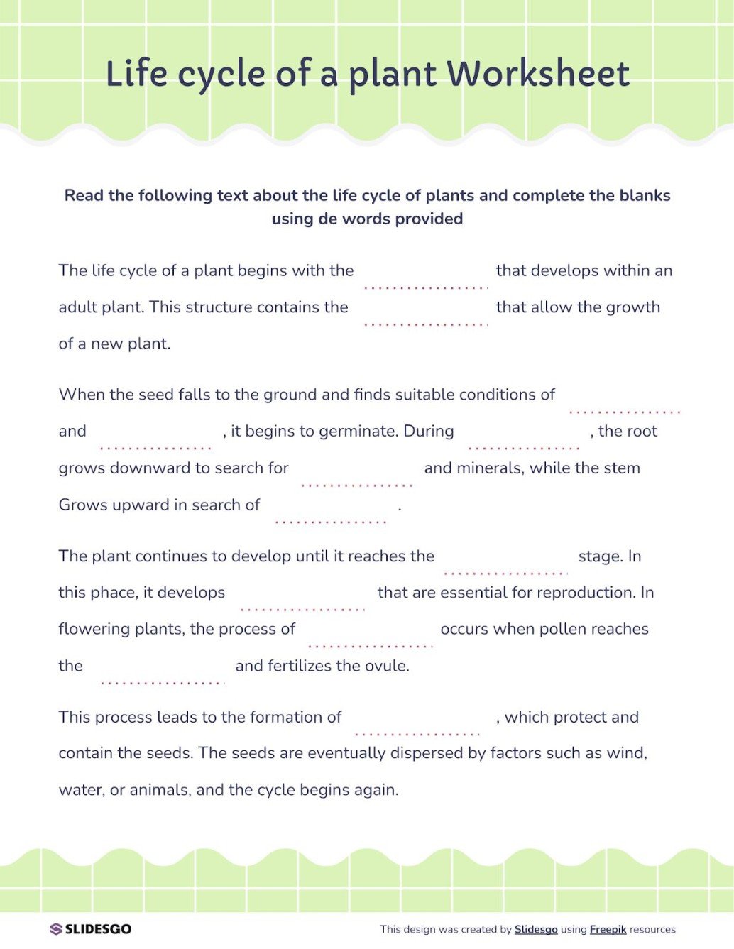 Life Cycle of a Plant Worksheet Presentation