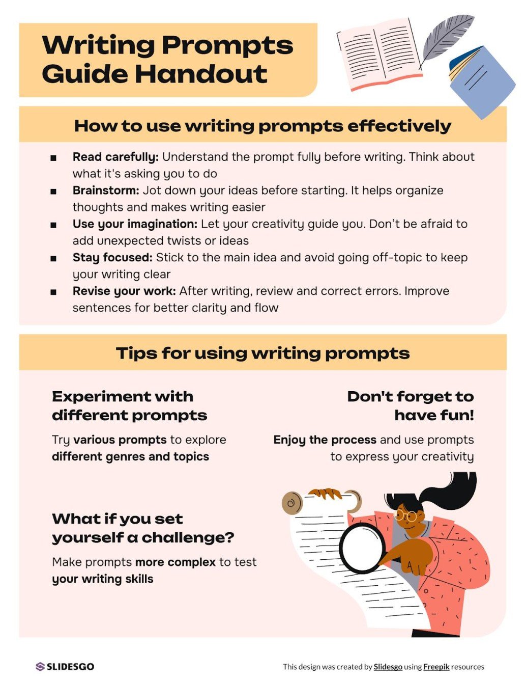 Writing Prompts Guide Handout Template