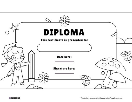 Kids Diploma Coloring Book Template